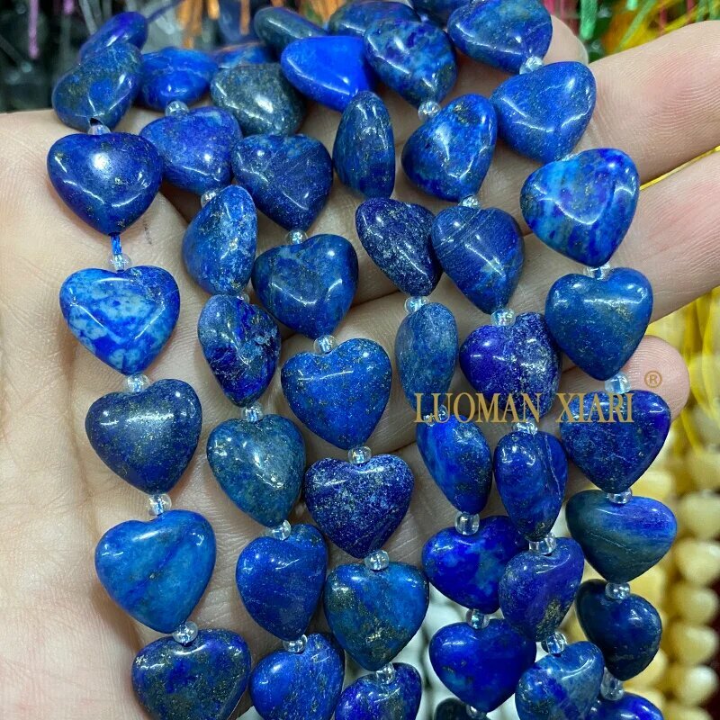 Бусины сердечки из лазурита 14-15 мм (10-11 шт)