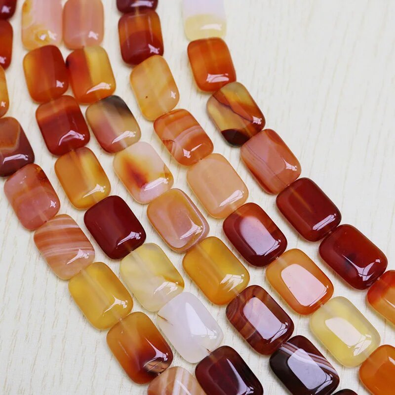 Бусины из красного оникса, прямоугольные, 4 Strand