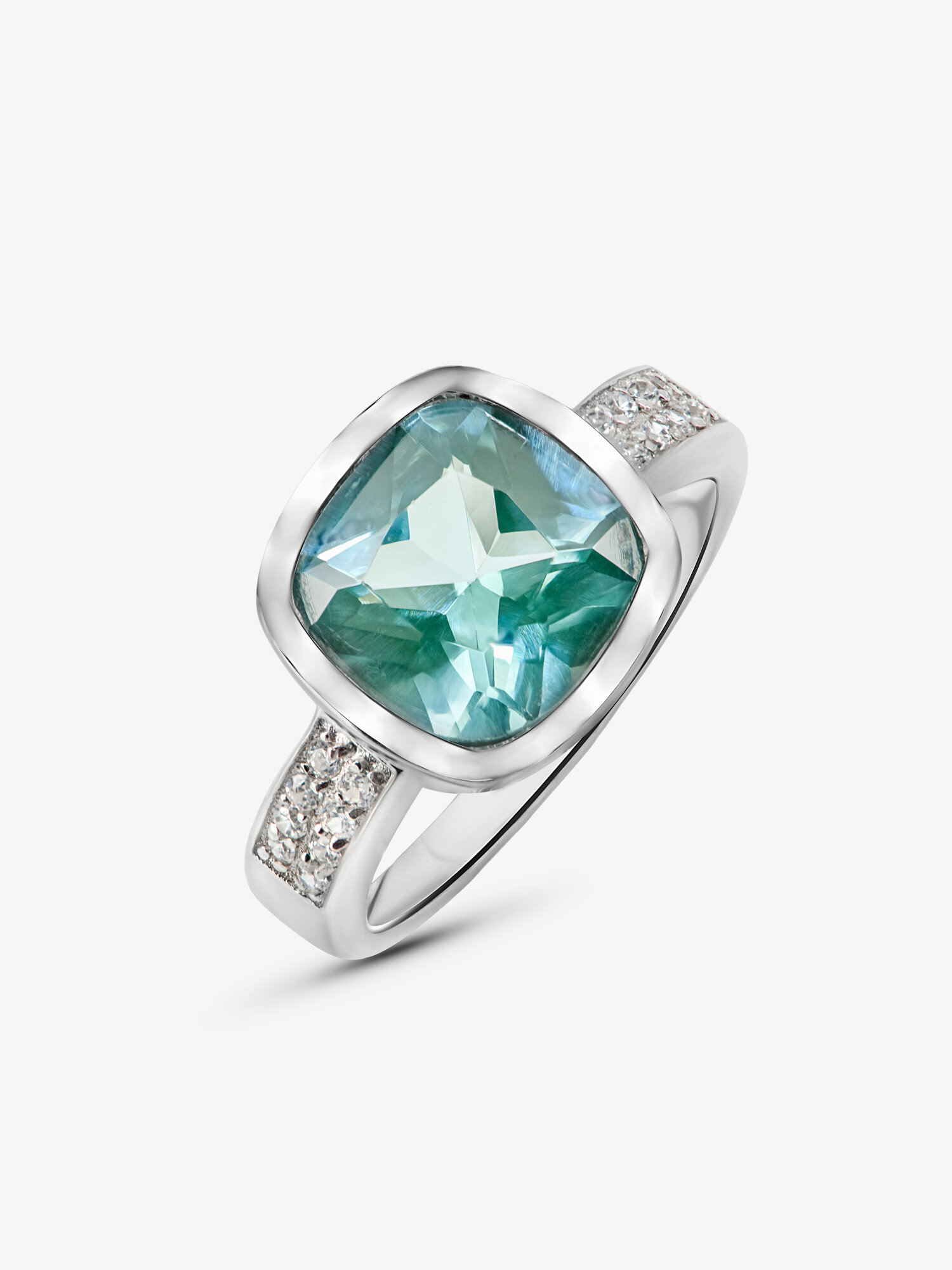 Кольцо, серебро, 925 проба, родирование, шпинель синтетическая, фианит