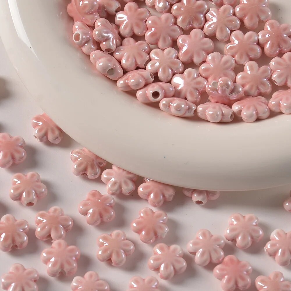 Керамические бусины Lucky Grass сердце 12 мм Розовый, 5PCS, 10