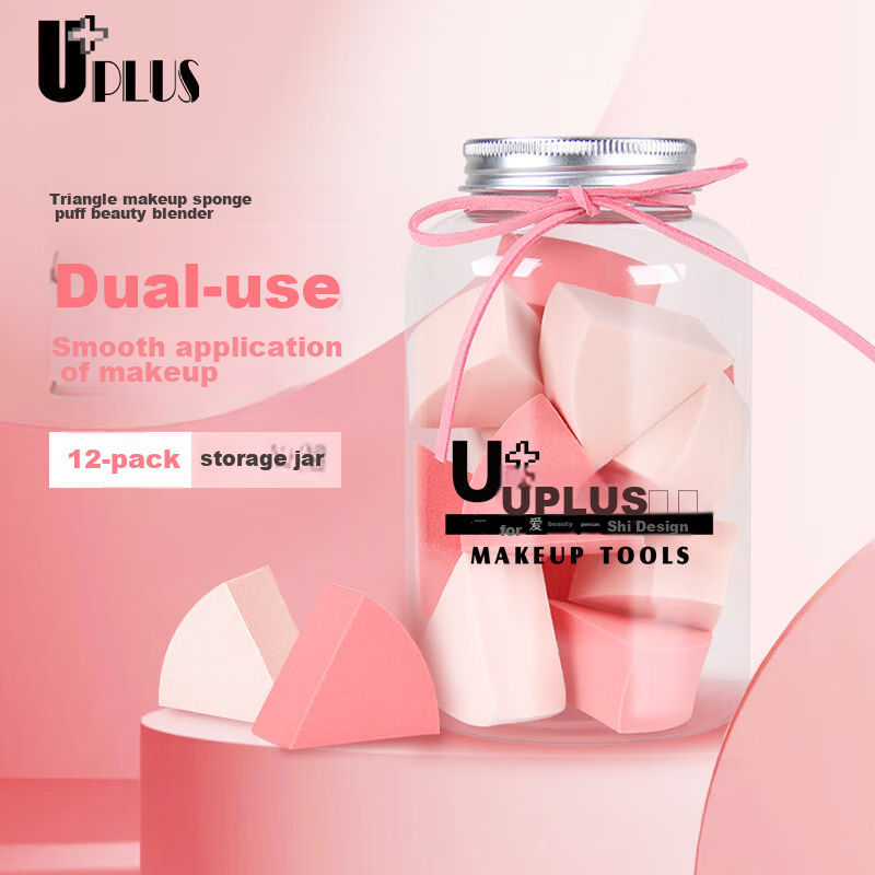 UPLUS UPLUS Little Strawberry Beauty Blender Makeup Sponge 12-Pack Multi-functional Sponge Powder Puff Non-absorbent Triangle Powder Puff Foundation Liquid Special Dry and Wet Dual-use