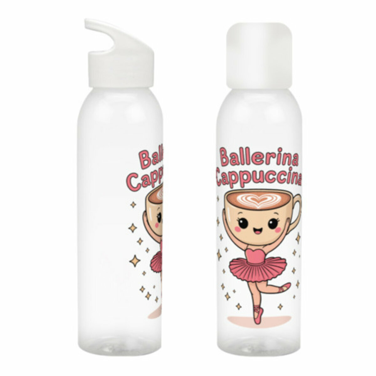 Бутылка для воды «Балерина Капучино, мем, прикол» (белый)