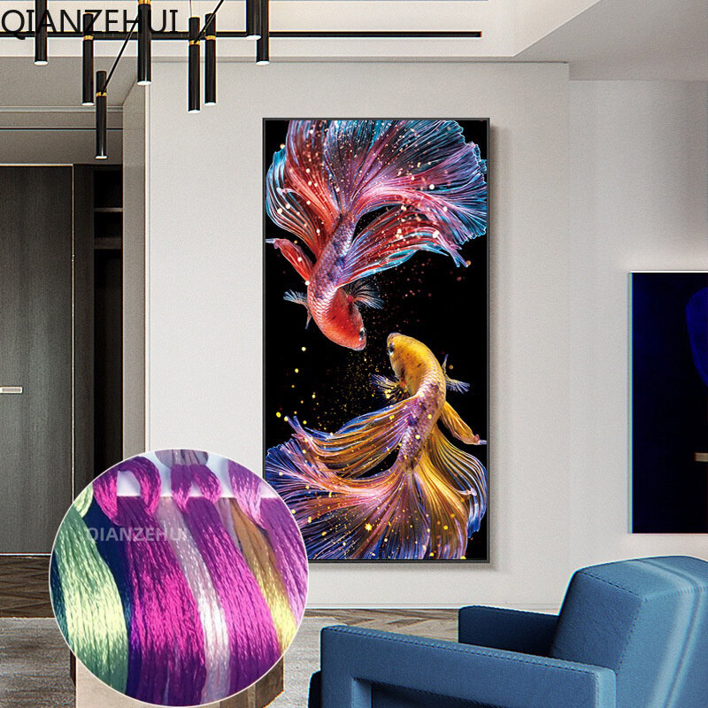 Набор для вышивания Mona Lisa, Кои Двойная Рыба, Украшение дома Рукоделие,48 ниток