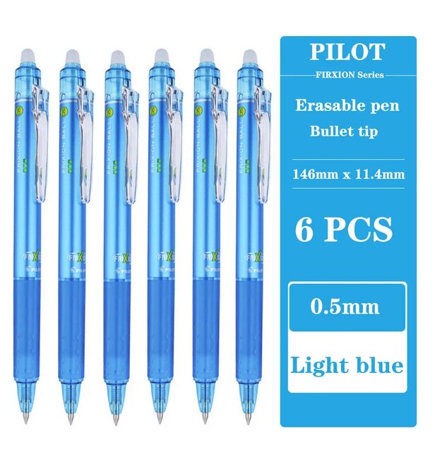 Pilot Frixion Erasable Gel Pens Set 0.5/0.7mm Синий, 6 LB pen