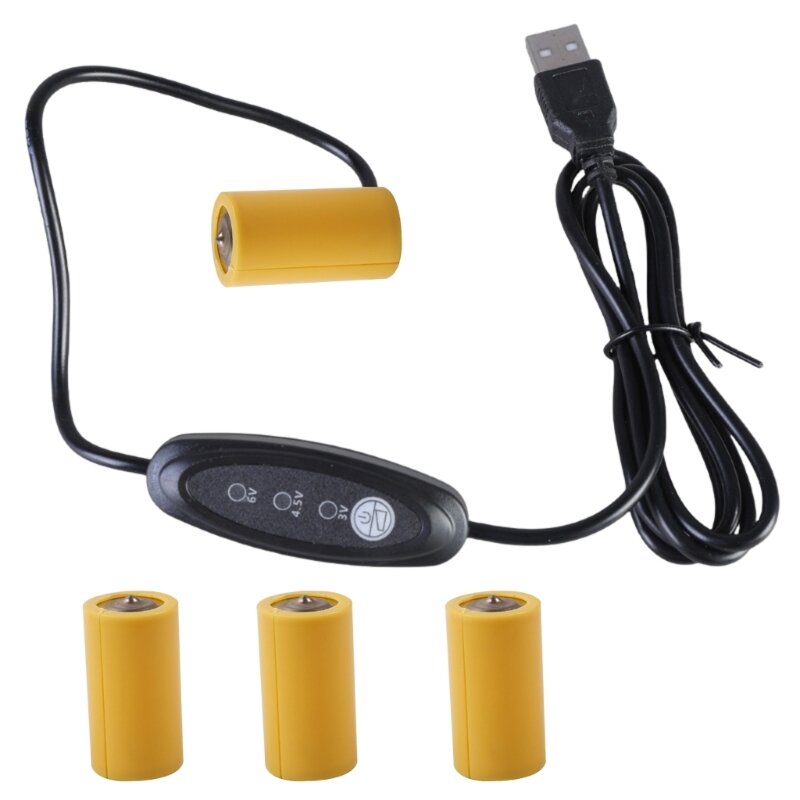 USB-кабель для подключения 3В 4,5В 6В LR14 C (замена 2-4 батареек LR14 C) для игрушек, контроллеров, газовых водонагревателей, фонарей.