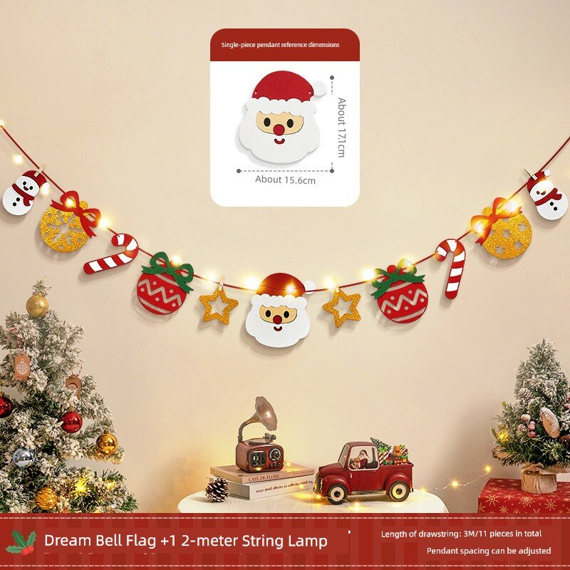 Рождественские флаги, гирлянды, декорации для сцены, подвесные флаги, подвесные украшения, атмосферные миниатюрные