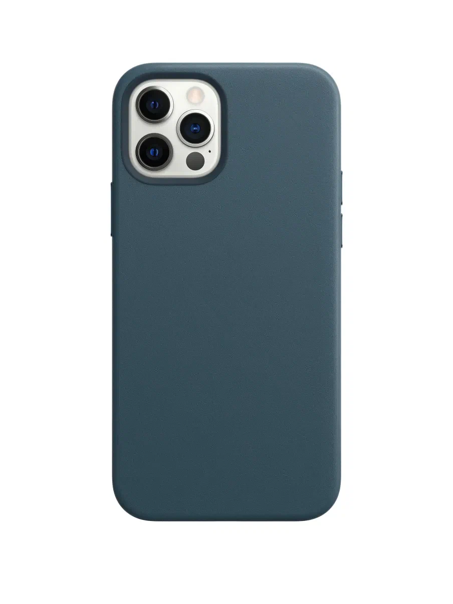 Кожаный чехол Магсейф для iPhone 12 Pro Max Deep Navy / Анимация NFC / Leather Case Магсейф для Айфон 12 Про Макс / Синий