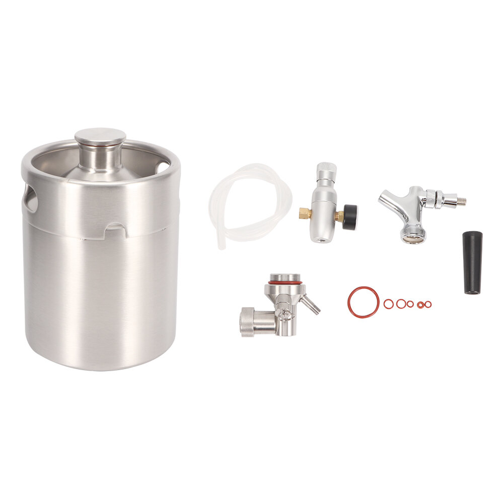 Комплект для домашнего пивоварения из пивной кеги из нержавеющей стали объемом 2 л с краном для карбонизации и мини-регулятором CO2
