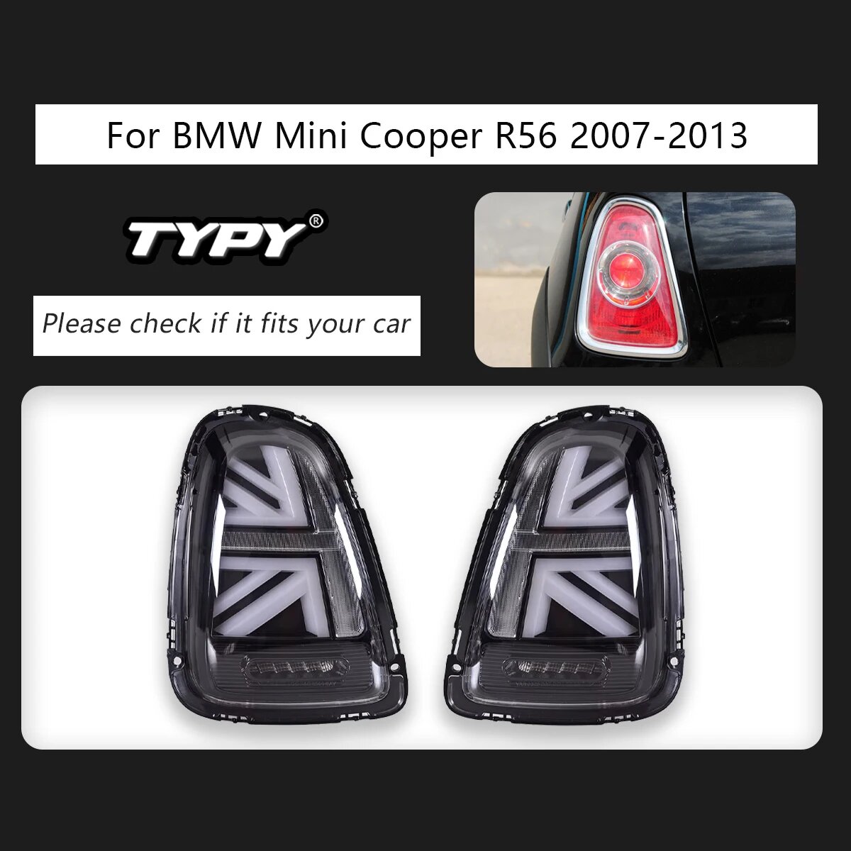 Автомобильные фары TYPY для BMW Mini Cooper R56 2007-2013, задние светодиодные фары, проектор, задние фары, дневные ходовые фонари, автомобильные аксессуары clear