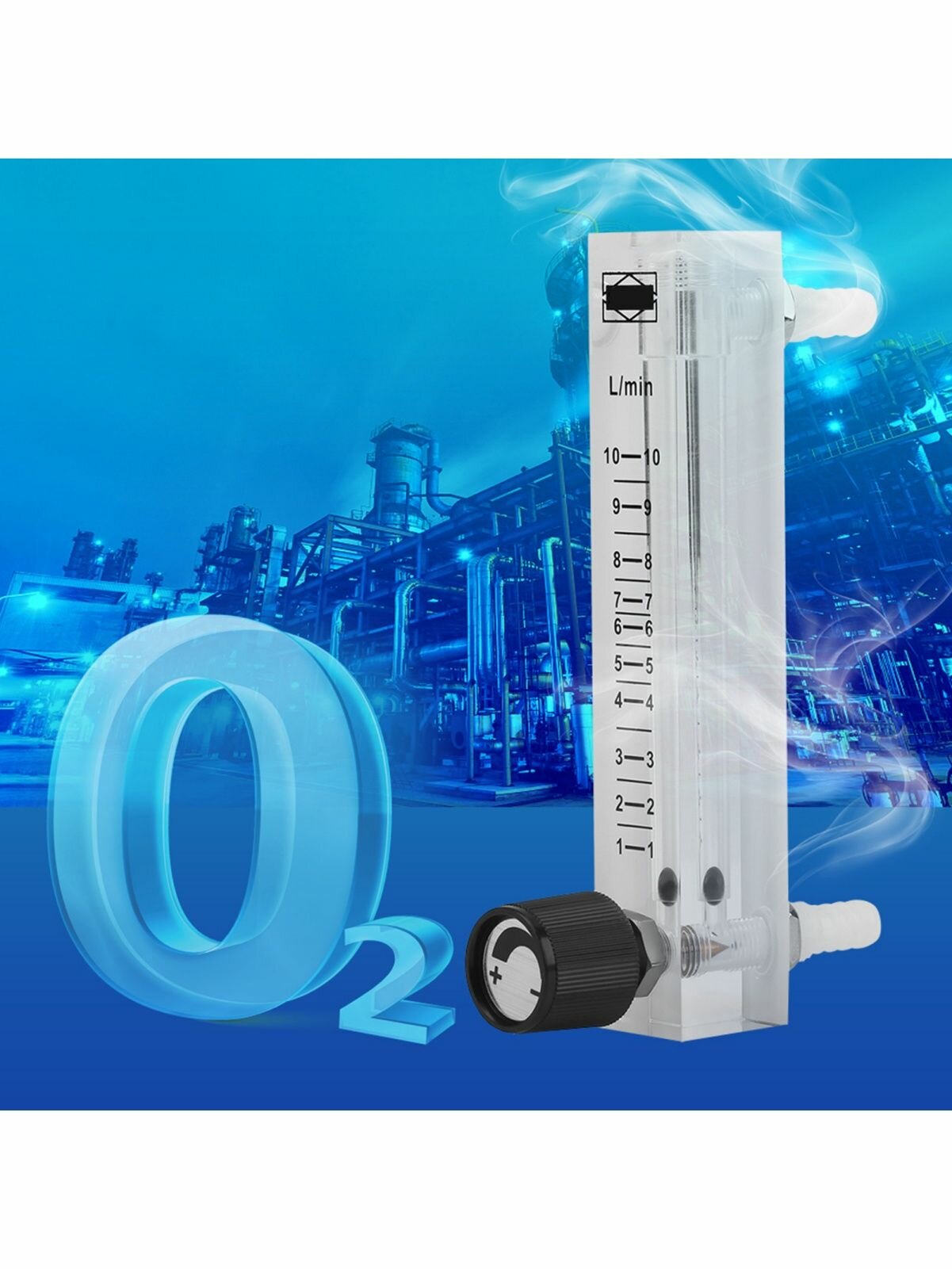 Расходомер LZQ7 1-10 л/мин с регулирующим клапаном для кислорода/воздуха/газа