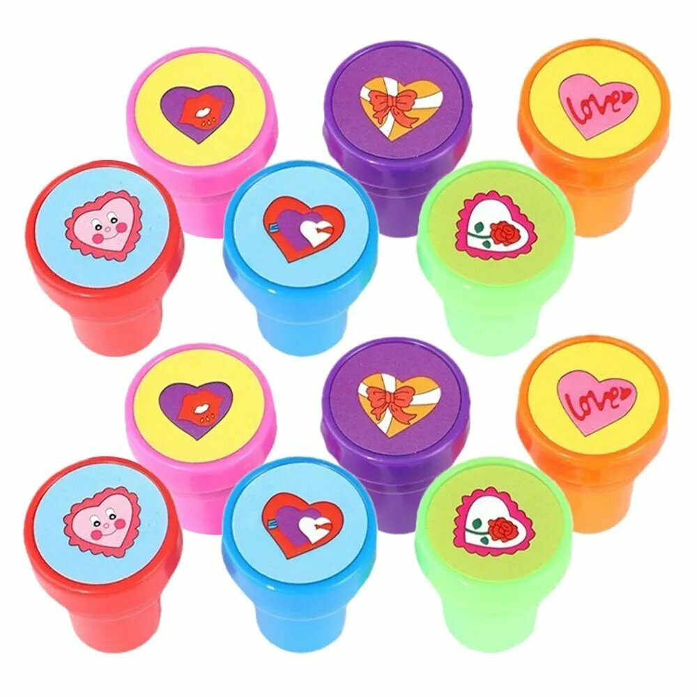 Набор пластиковых штампов с сердечками для класса, 20 разноцветных штук