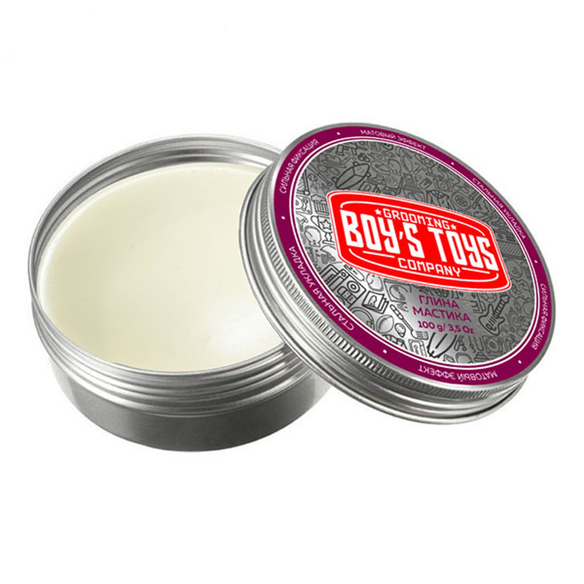Глина для укладки волос высокой фиксации с низким уровнем блеска Boy's Toys Мастика 100 мл BT026