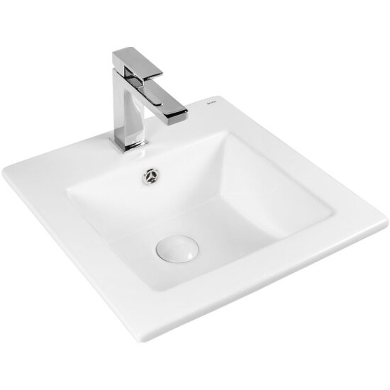 Раковина Bond S06-410 встраиваемая квадратная 41*41*18см белая с переливом