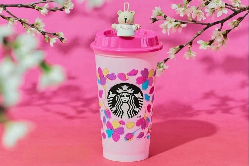 Стакан Starbucks Sakura, подарочный дизайн, розовый, Япония, 474 мл