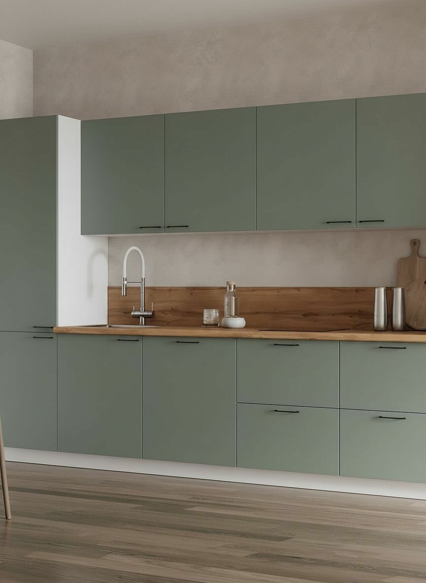 ARNIKA Кухонный гарнитур со столешницей "Дакия" 3,6м х цвет олива (зеленый), фасад Эмаль