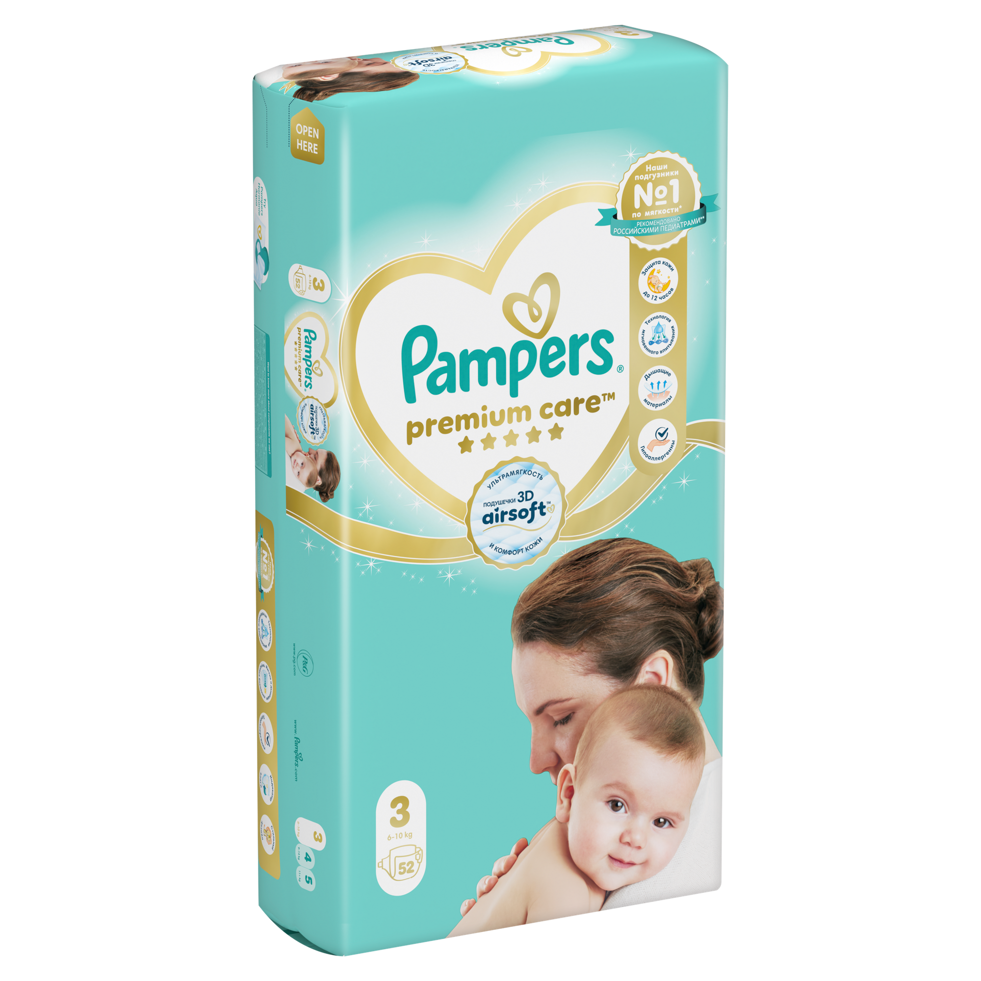 Подгузники Pampers Premium Care, размер 3, 52 шт. 4449055