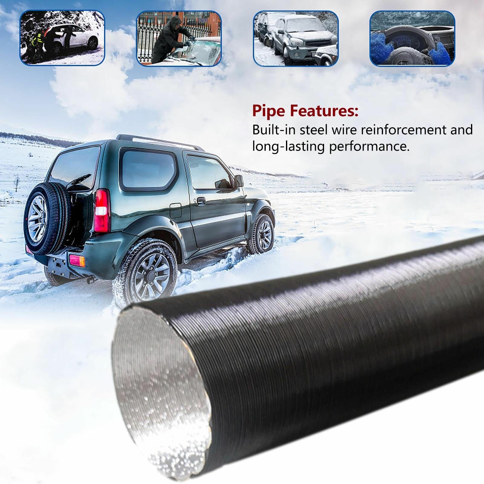 Воздуховод ( гофра, патрубок ) воздушного отопителя 75мм 80см, 1шт.