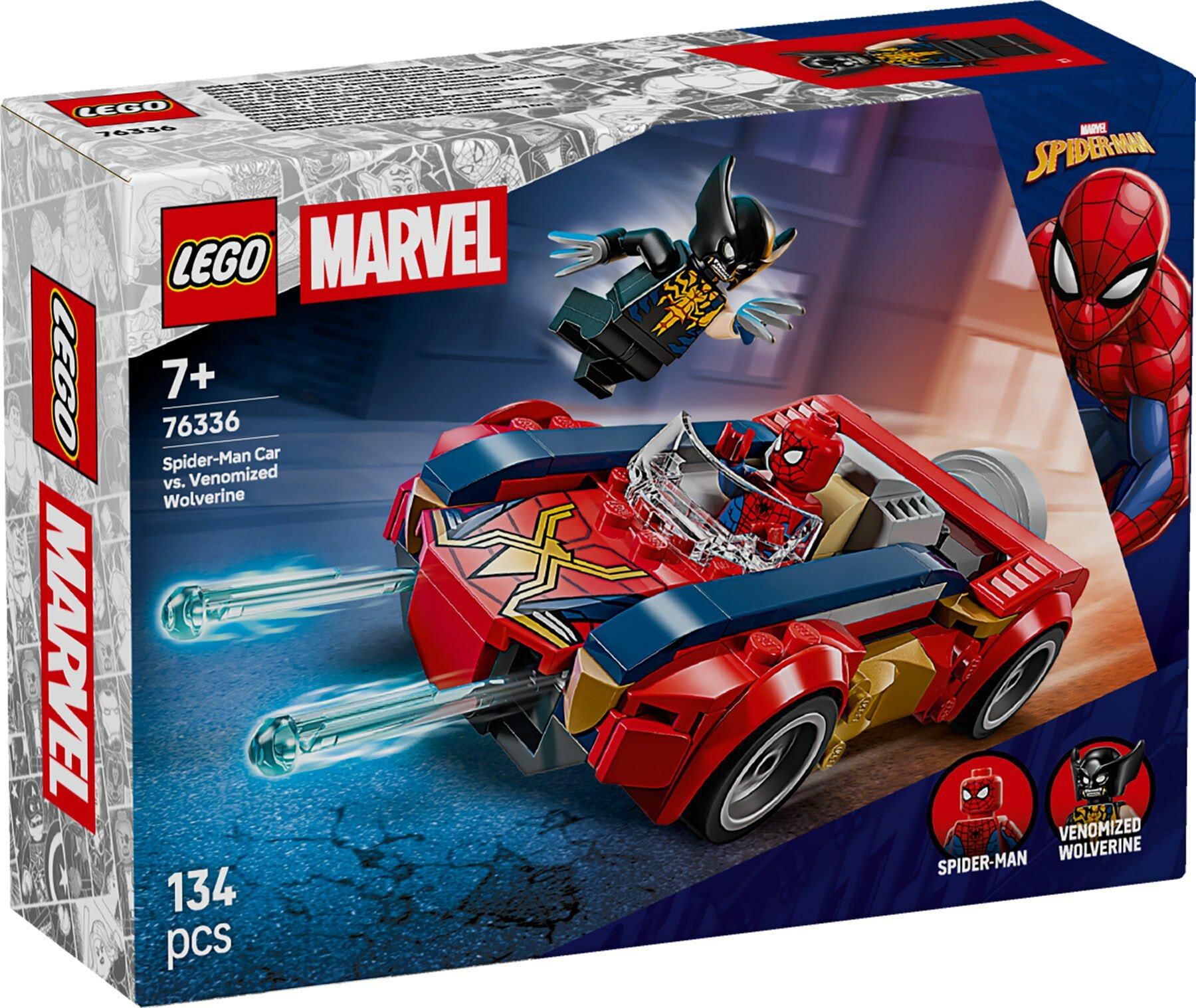 Конструктор LEGO Marvel 76336 Автомобиль Человек-паук против Росомахи в образе Венома, 134 дет.