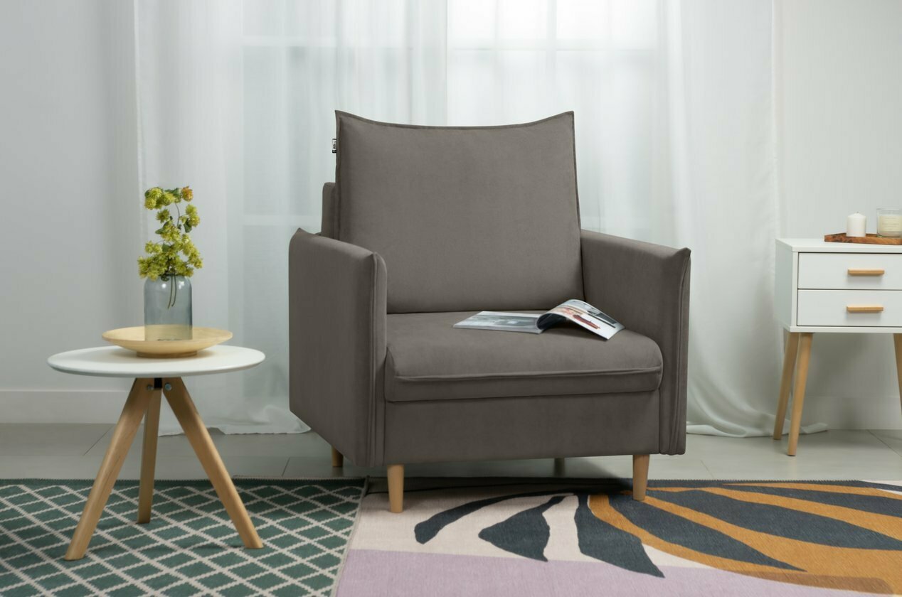 Кресло-кровать Divan.ru Слипсон Мини Linia Stone, велюр, 104x86x100 см.