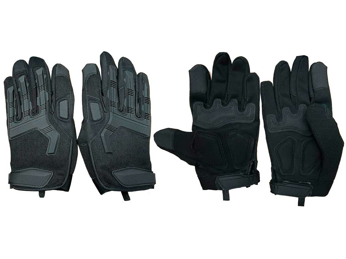 Перчатки тактические нейлоновые размер L, мягкие резиновые вставки, с велкро, черный