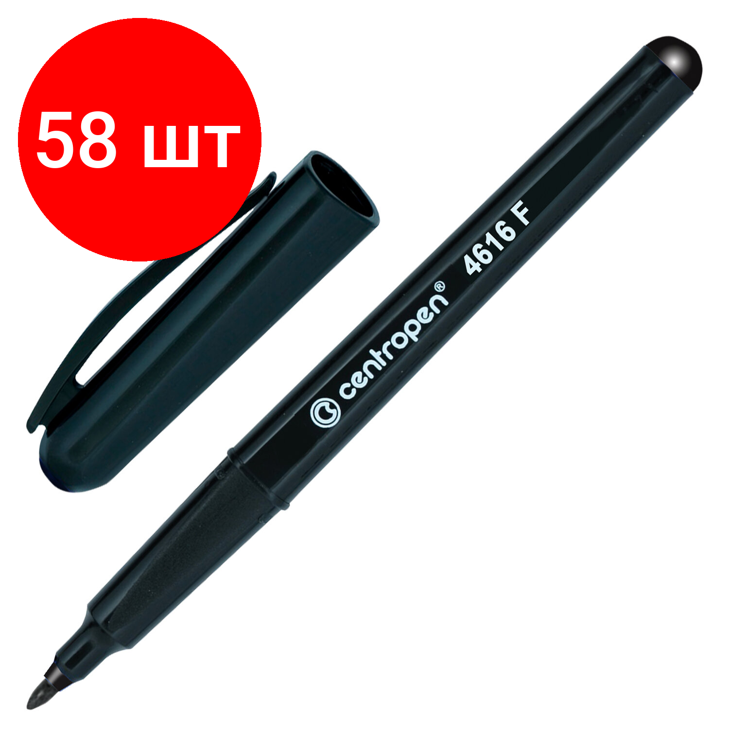 Комплект 58 шт, Маркер для CD и DVD черный CENTROPEN, трехгранная форма захвата, тонкий, 0.6 мм, 4616, 6 4616 0112