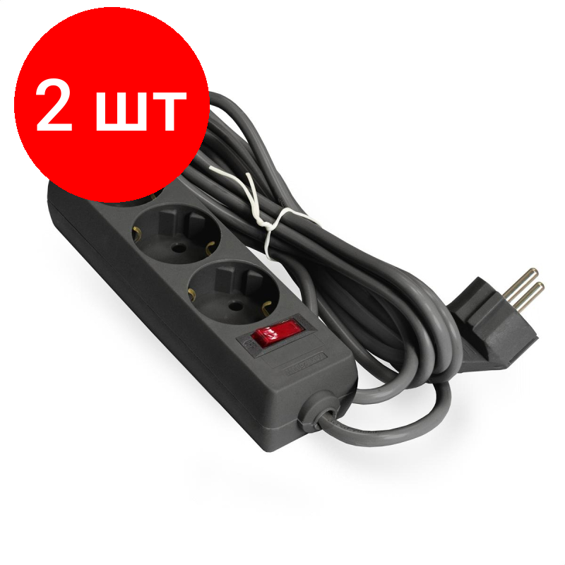 Комплект 2 штук, Сетевой фильтр ExeGate SP-3-5B (3р/5м, 125Дж/2200Вт черный)(EX221182RUS)