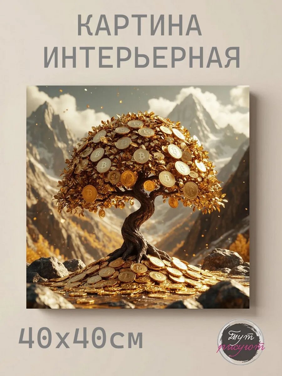 Картина интерьерная на стену Денежное дерево 40х40 см