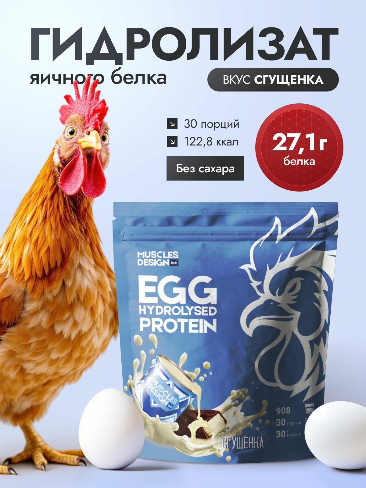 Яичный гидролизованный протеин, вкус "Сгущенка"