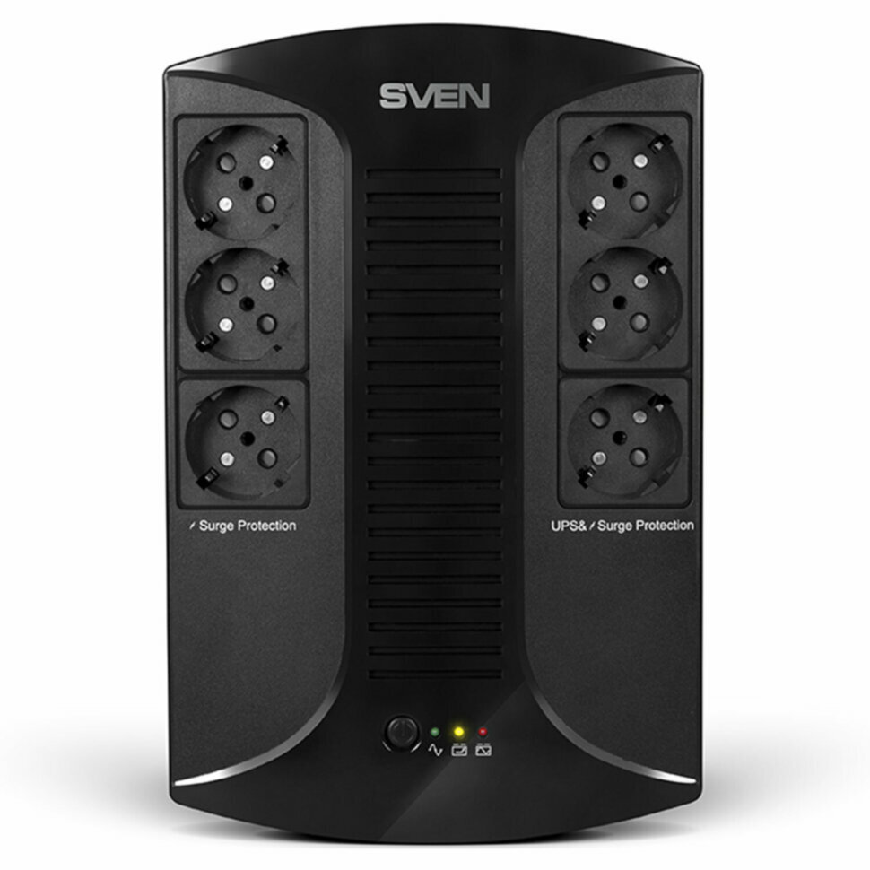 Источник бесперебойного питания SVEN UP-L1000E, 510VA (290 W), 6 евророзеток, SV-016593, 354958