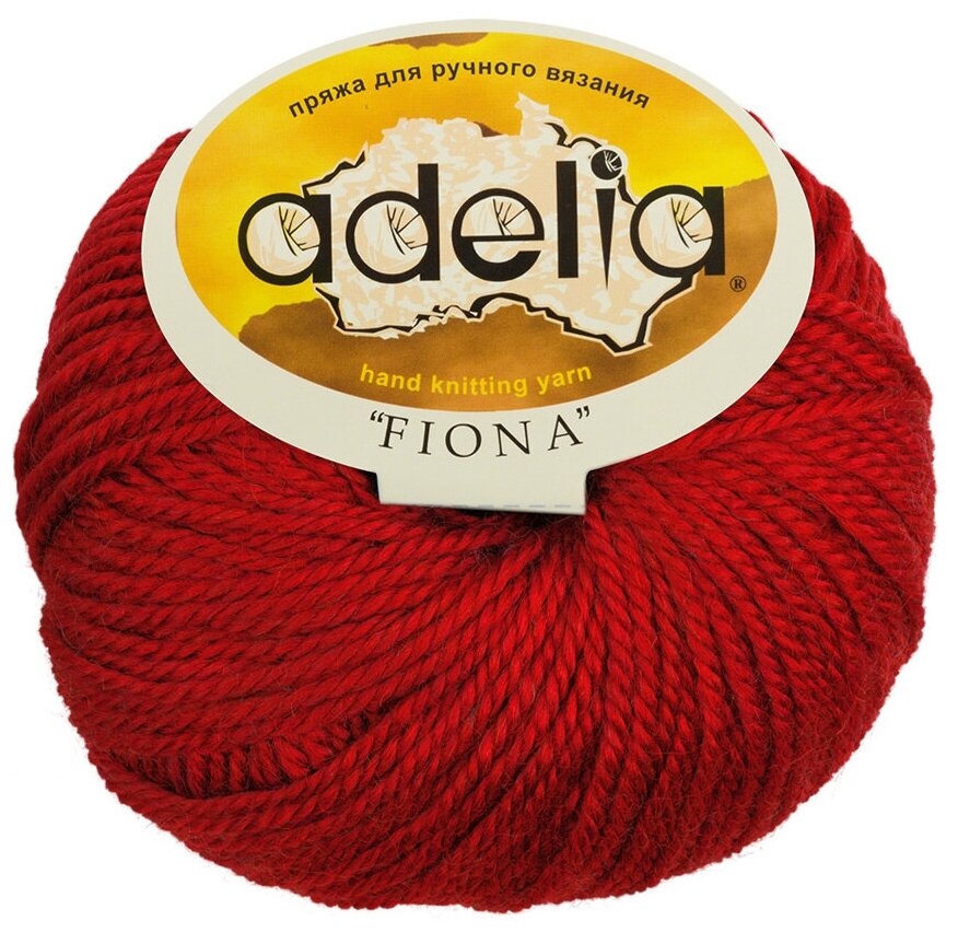 Пряжа ADELIA "FIONA" 50% шерсть, 50% акрил 50 г 90 м №222 красный