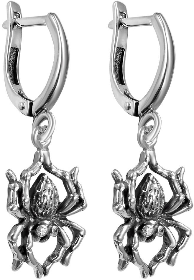 Серьги, серебро, 925 проба, чернение, фианит