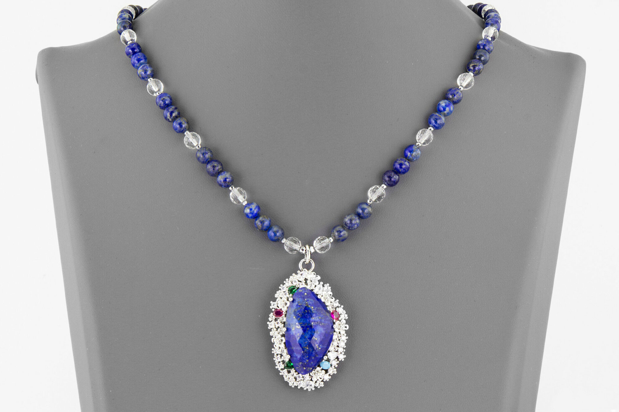 Бусы Minera, горный хрусталь, лазурит