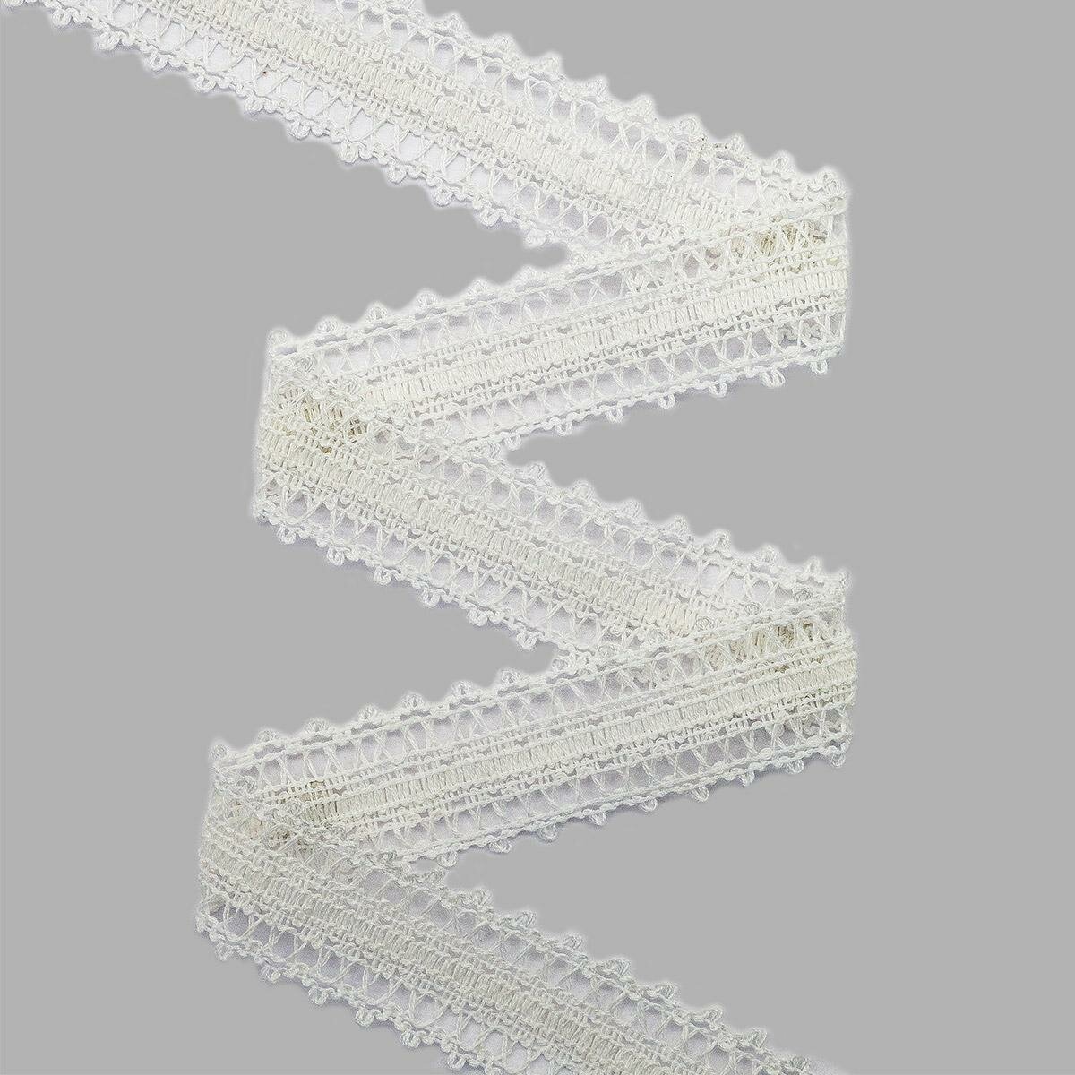 Тесьма Лента Отделочная, 30 мм, 25 м, хлопок 25%, лен 53%, полиэфир 22%, двусторонняя, цвет 003, белая, р60004