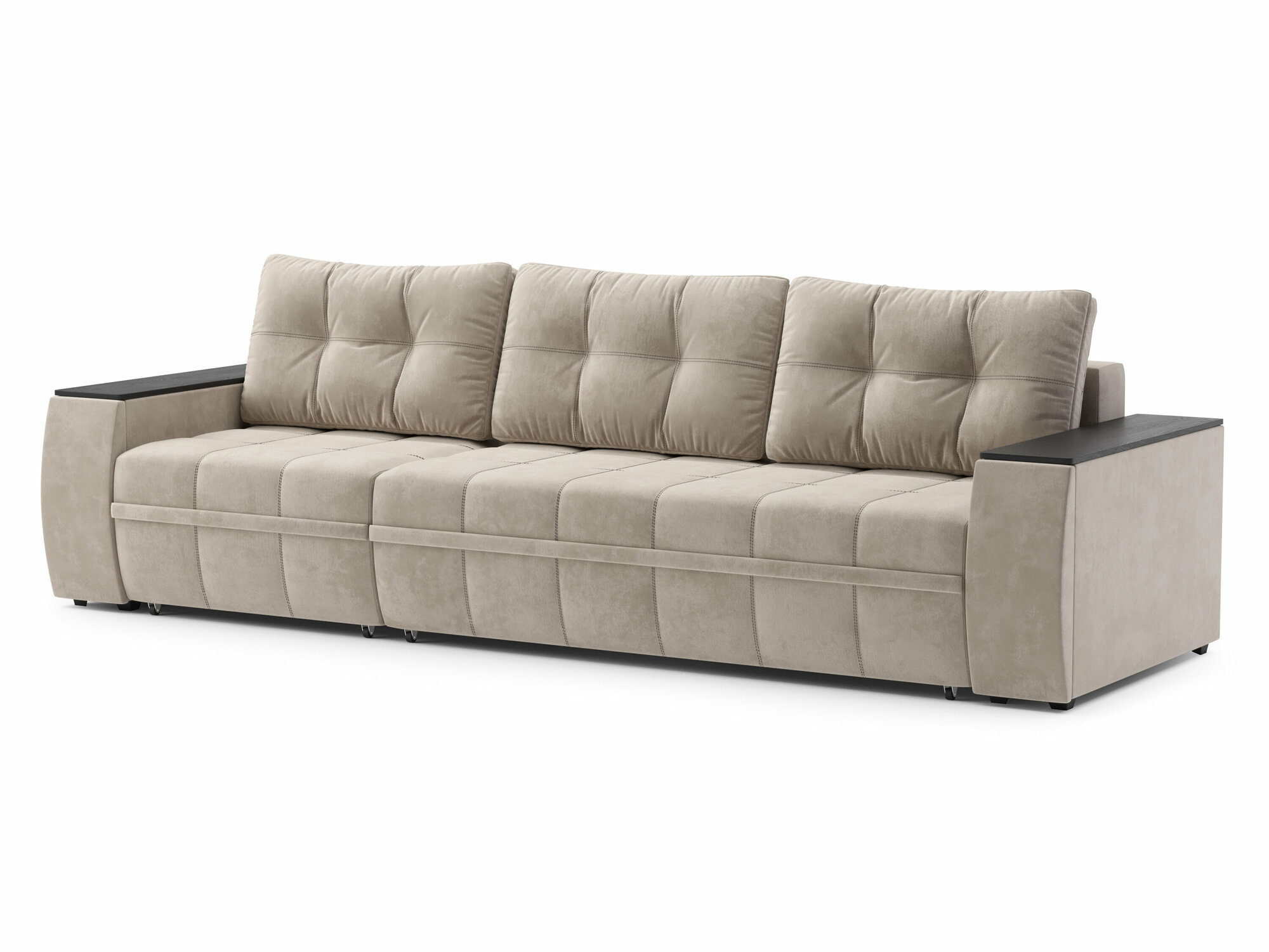 Диван - кровать Мустанг лонг с кресельной частью, с утяжками, подлокотники короба д/белья, для ежедневного сна, велюр, сп. место 160*270