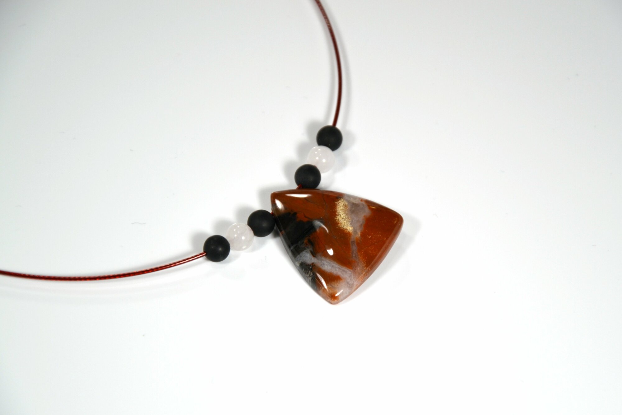 Колье, яшма, кварц, агат