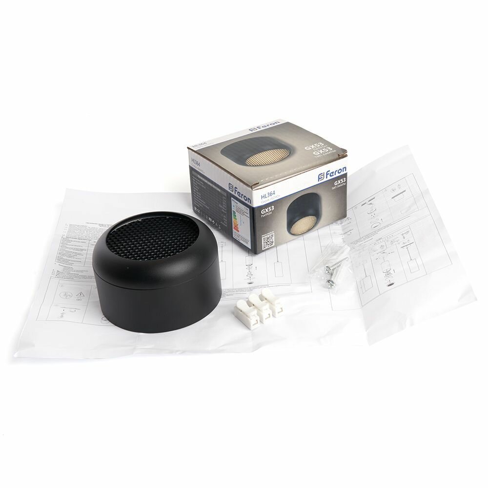 Светильник потолочный Feron HL364 Barrel ECHO 12W 230V GX53 чёрный, с антибликовой сеточкой 48398