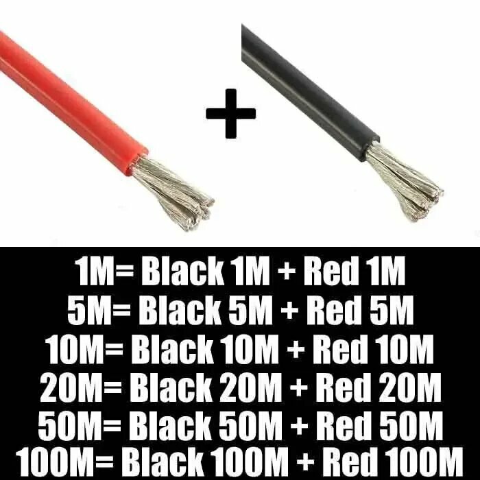 Силиконовый кабель DelightFire Красный Черный 12AWG 10AWG 8AWG 6AWG 4AWG 18 16 14 12 10 8 6 AWG 1m, Black and Red, 8AWG