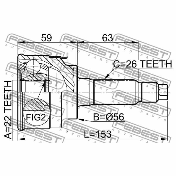 Ремкомплект шруса внешний для автомобиля Mazda Kia Hyundai, FEBEST 0510-009 (1 шт.)