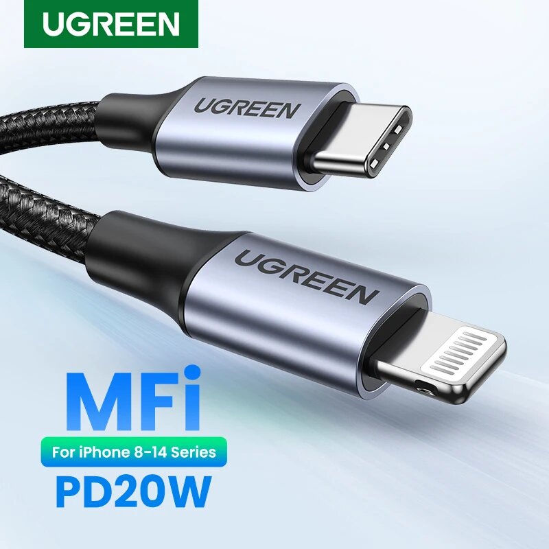 Кабель UGREEN Lightning USB-C 1m, белый TPE, MFi — фото 1