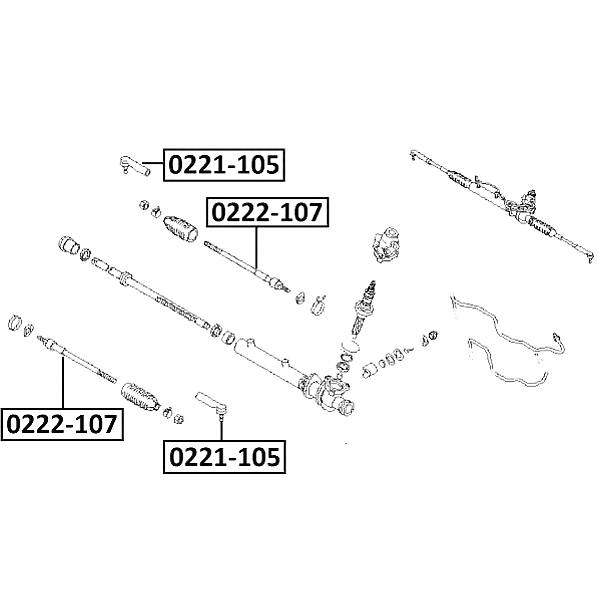 ASVA 0222-107 (485210C005 / 485210C025 / 4852140D25) тяга рулевая