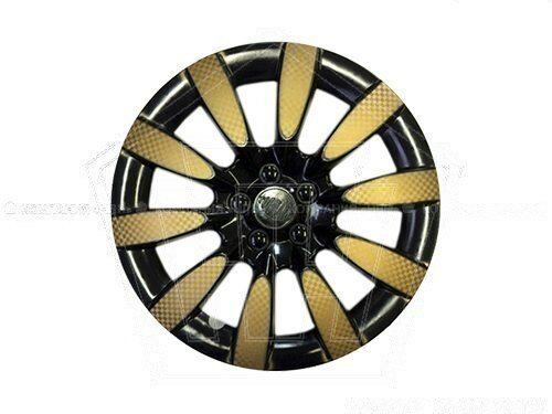 Колпаки декоративные (на пруж.) r-16 "торнадо" микс золотисто-черный карбон (к-т 2 шт) (lw1627)