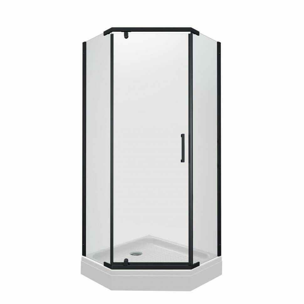 Душевой уголок Тритон (Triton) Дэка-Блэк 1000х1000х2070 мм, прозрачный 6 мм, профиль черный (Щ0000062933) низкий поддон (3 места+сифон D90мм)