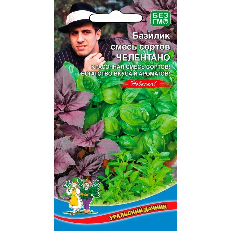Семена "Уральский дачник" Базилик "Челентано", 0,25 г, смесь, ароматная, для горшков и ящиков