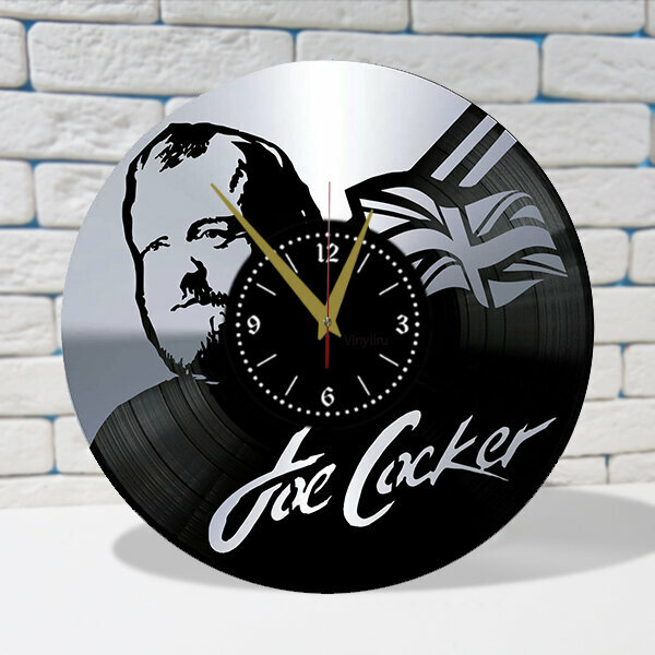 Настенные часы из виниловой пластинки Joe Cocker серебрянная подложка