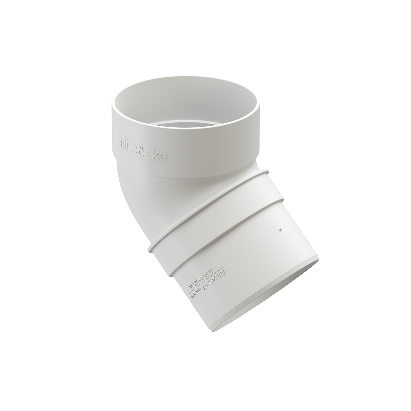 Docke STANDARD Колено 80 мм * 45° (Белый), диаметр трубы 80, толщина 1.65