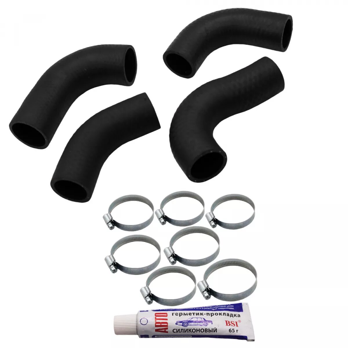 Патрубок радиатора для а/м ГАЗель, Соболь дв. 406 силикон к-т 4 шт. с хомутами (RIGINAL)