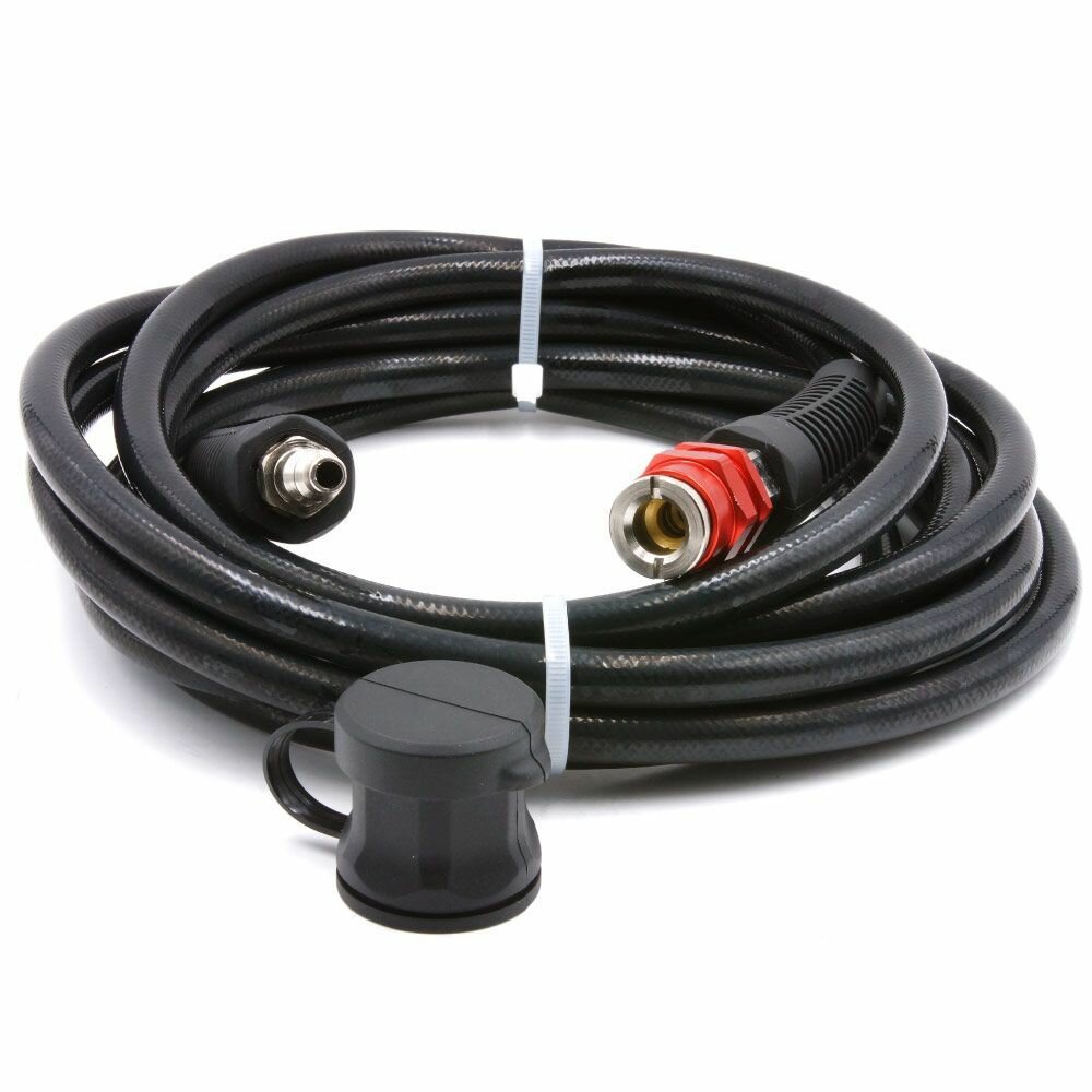 Шланг HQ-AH06-510BLACK пневматический армированный полиуретан 5м, 6.5х10 мм, быстросъем рапид (USA Industrial Type) для компрессора и пневмоинструмента, латунь, 16 атм.