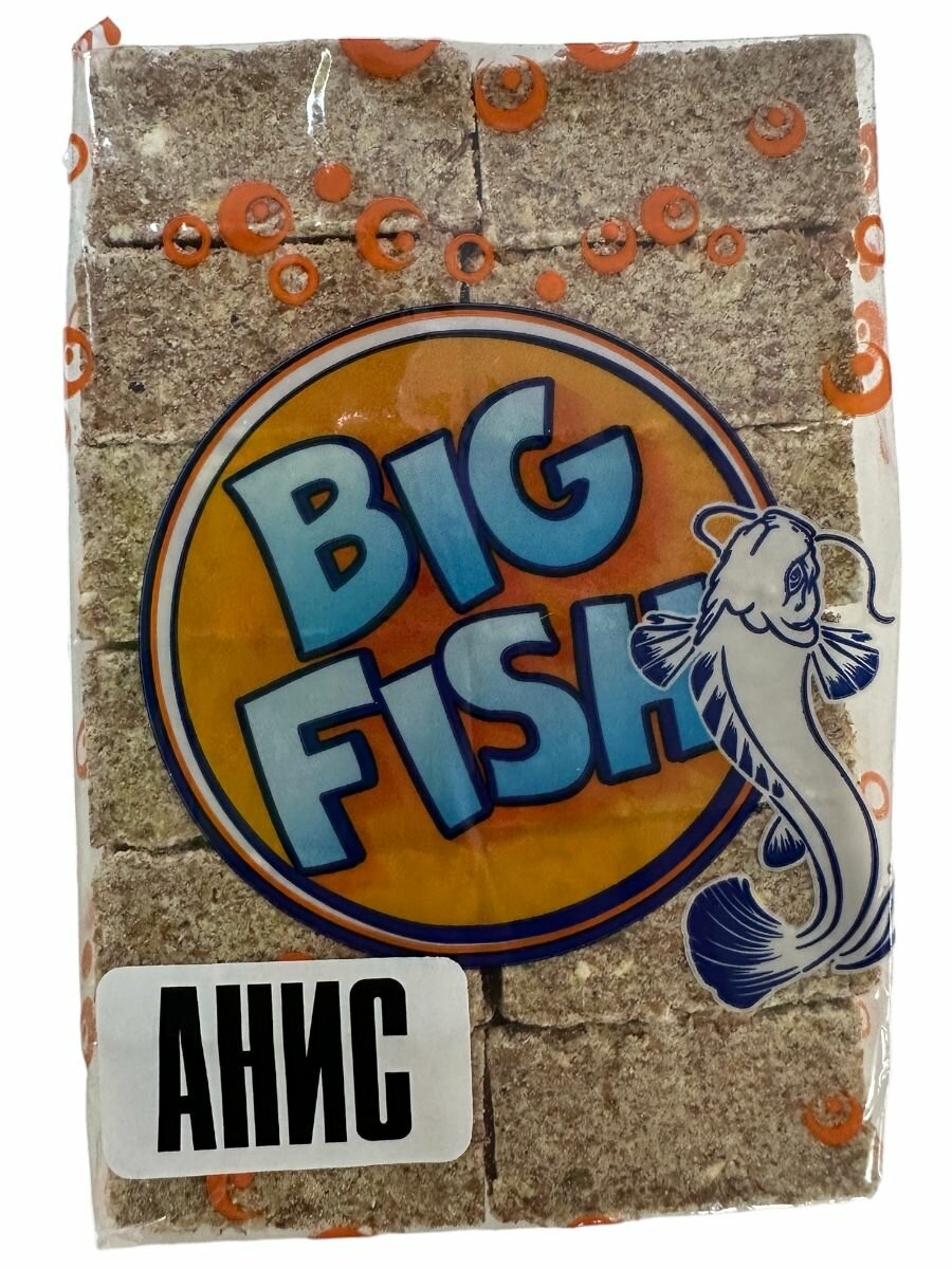 Прикормка натуральная. Жмых кукурузный, макуха Big Fish, аромат - анис, 12 кубиков