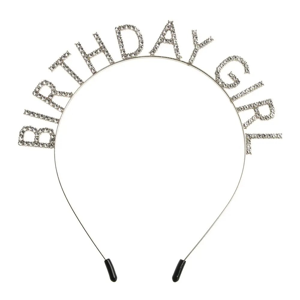 Серебристый ободок "Birthday Girl" с кристаллами