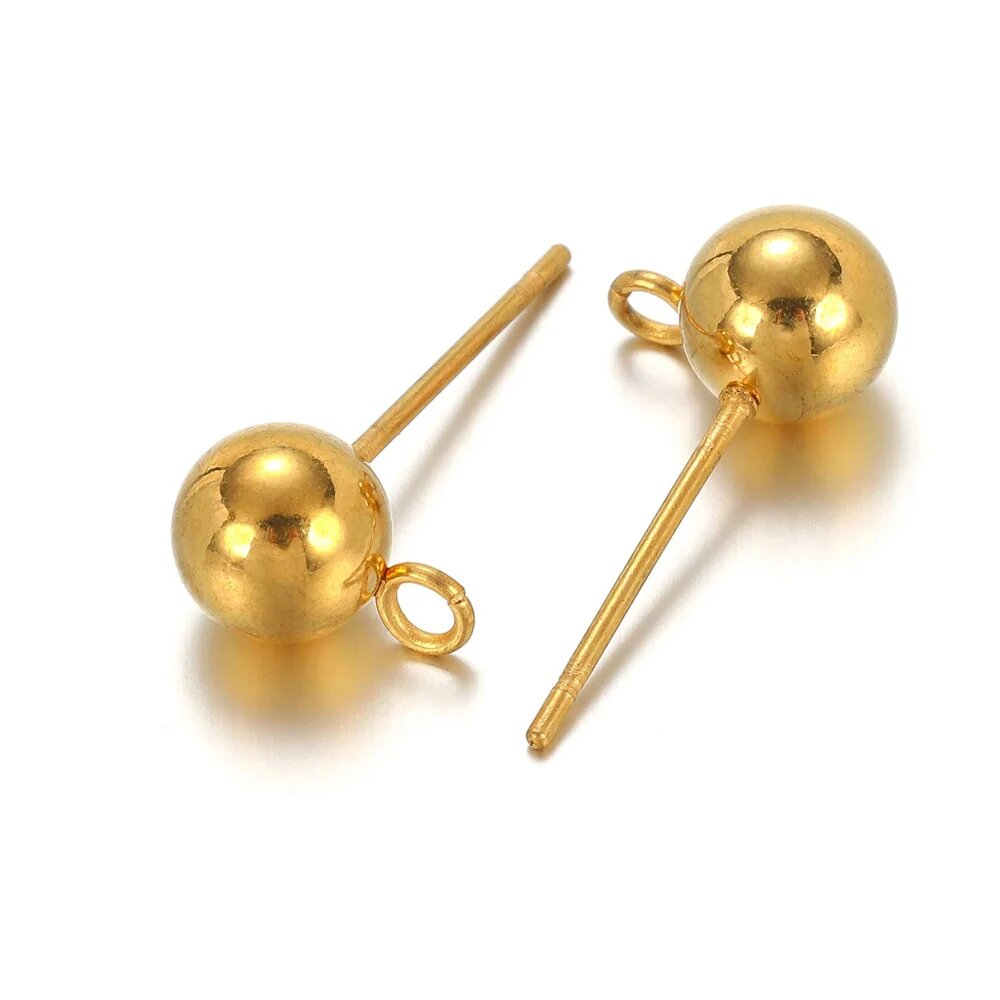 Серьги-гвоздики из нержавеющей стали 3 4 5 6 мм 20 шт. 3mm, gold 2